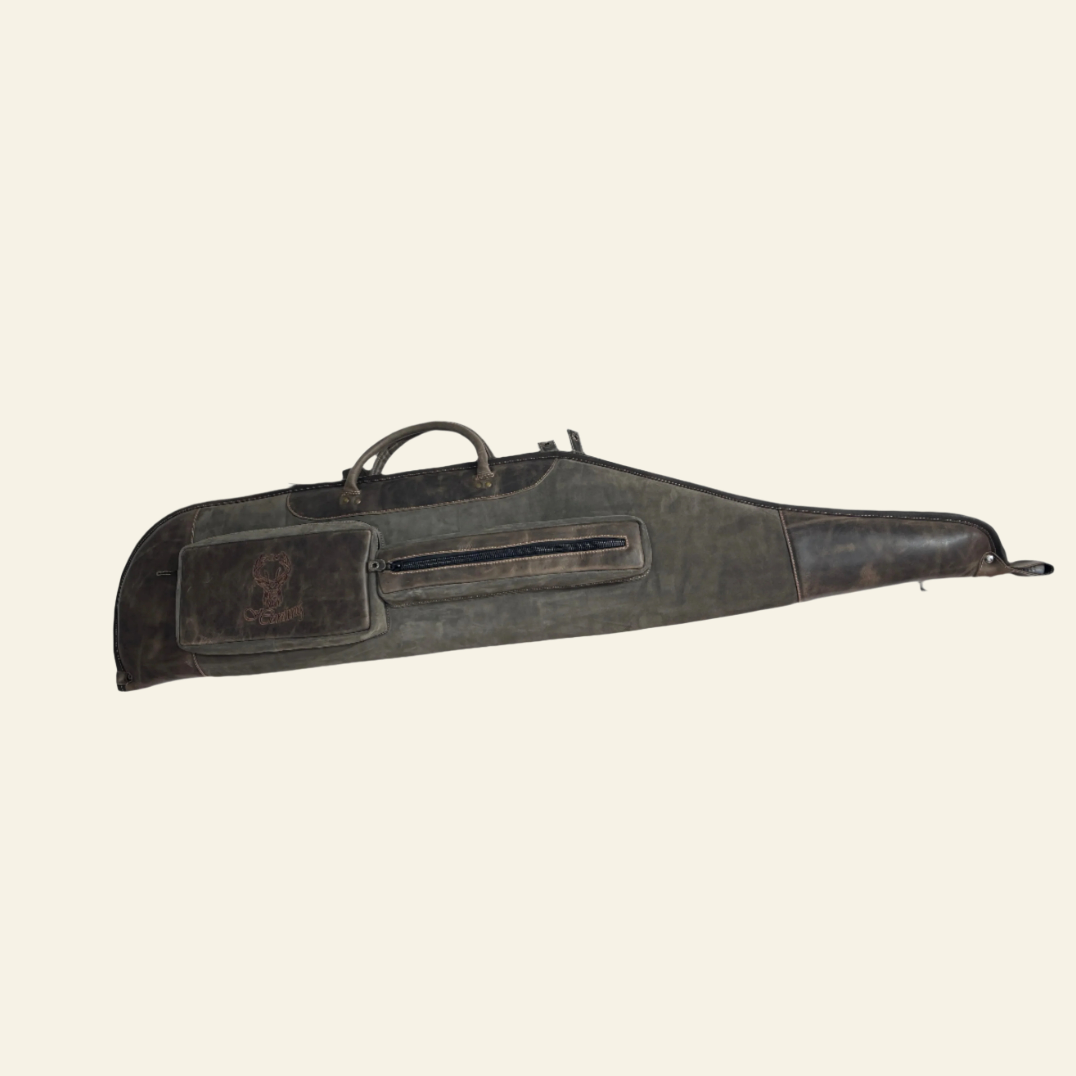 Husa carabina din piele maro/gri, Nobil Hunting, 130cm – Fox Naturalis